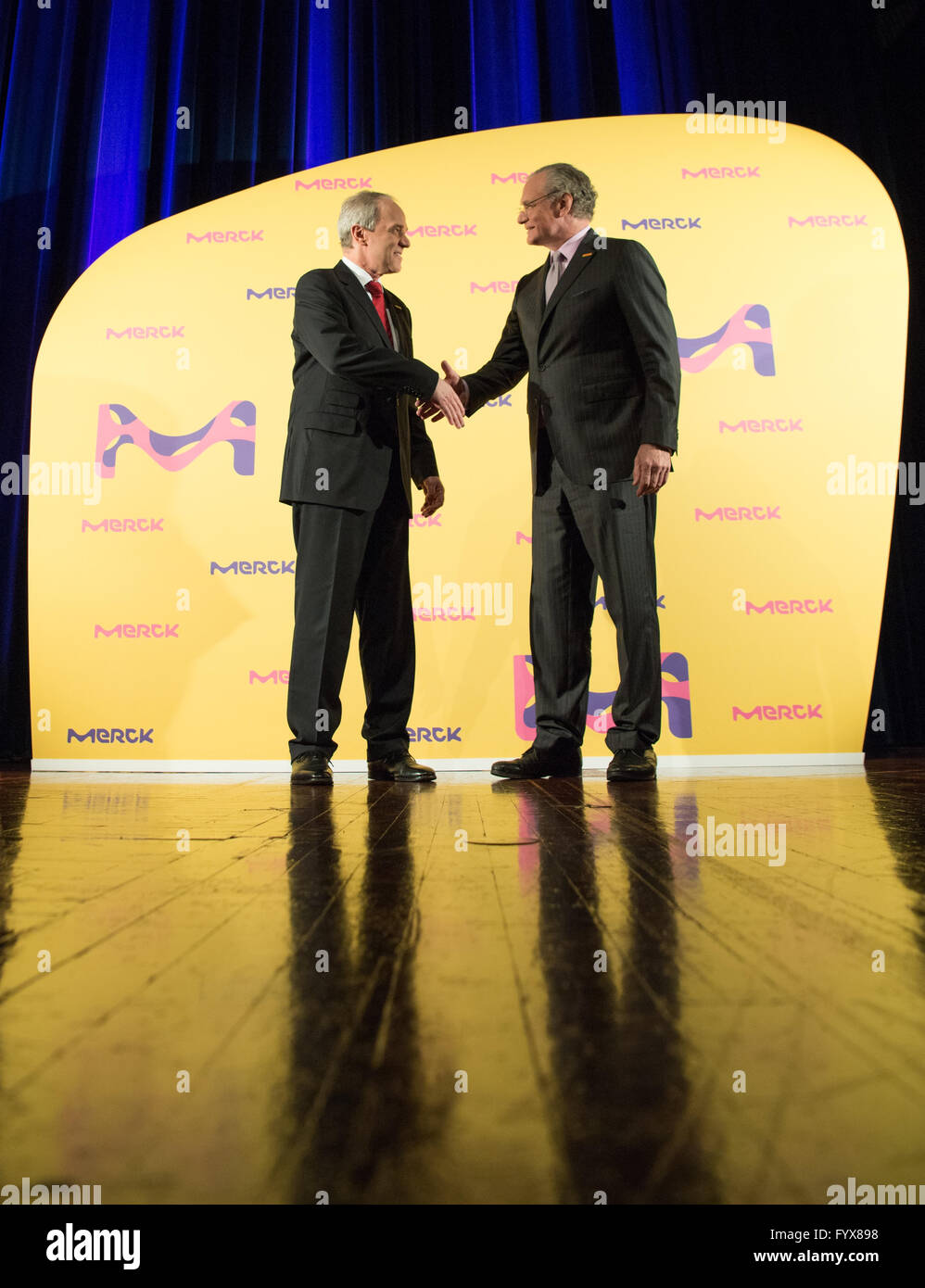 Stefan Oschmann (r), future Chairman of Merck KGaA, and Karl-Ludwig ...