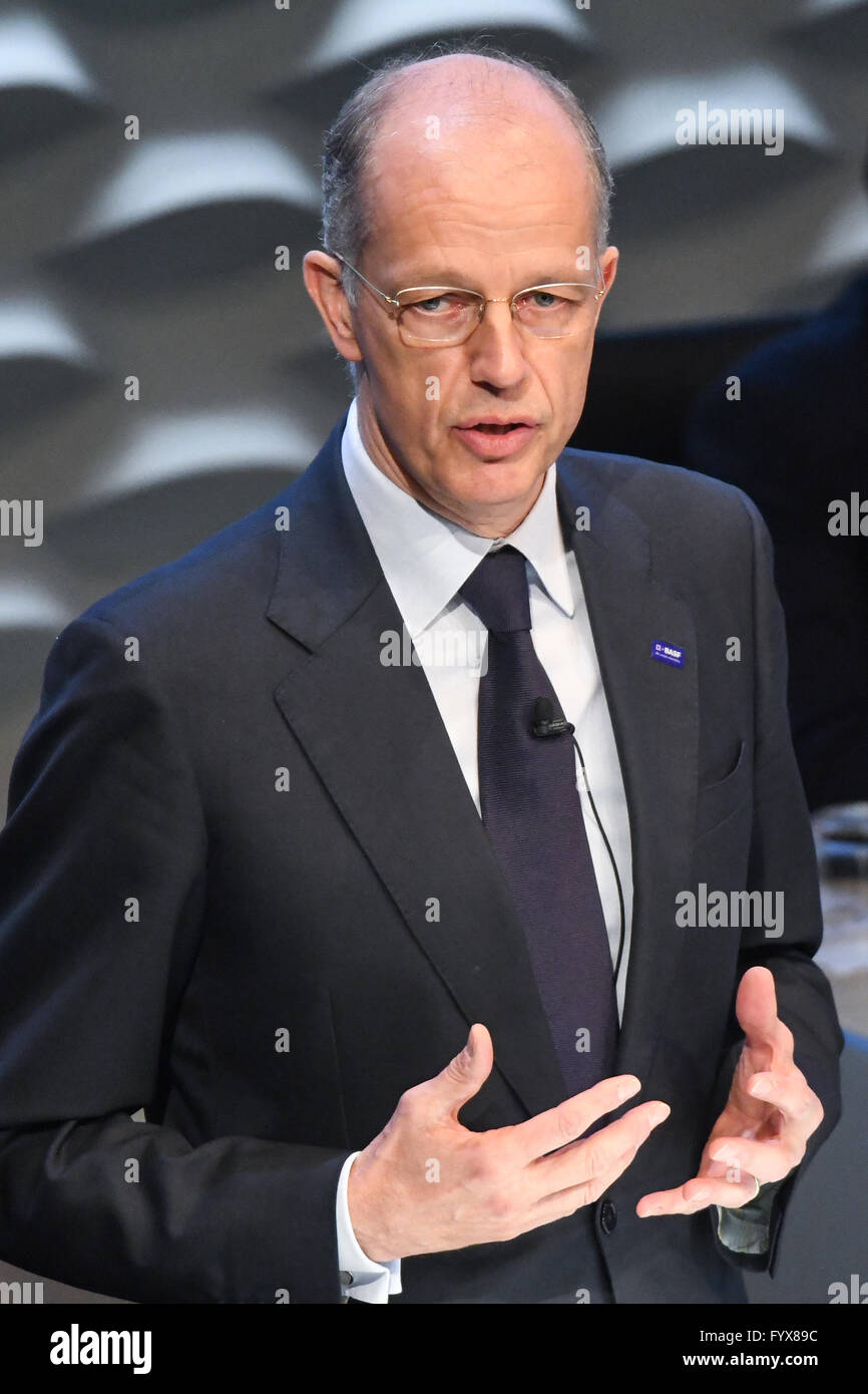 Mannheim, Germany. 29th Apr, 2016. Kurt Bock, Chairman of BASF ...