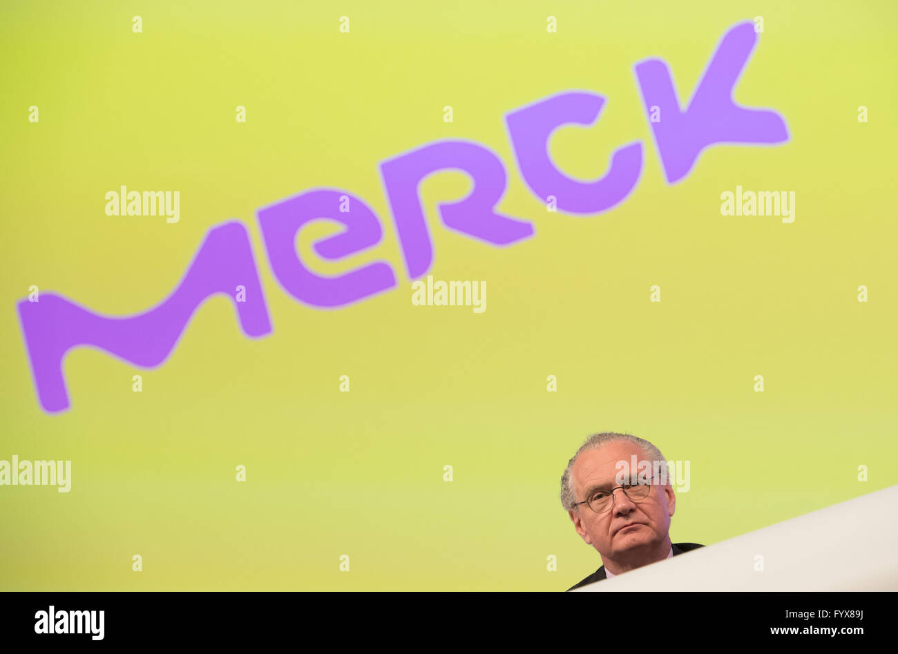Stefan Oschmann, future Chairman of Merck KGaA, during the general ...