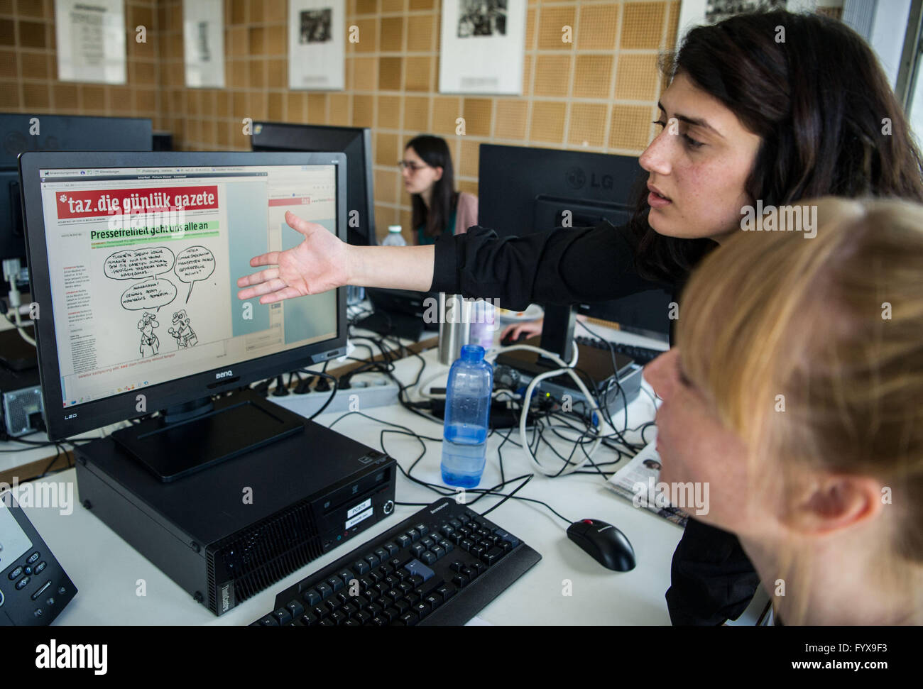 Fatma Aydemir (r), chief editor of the Turkey dossier of taz newspaper ...