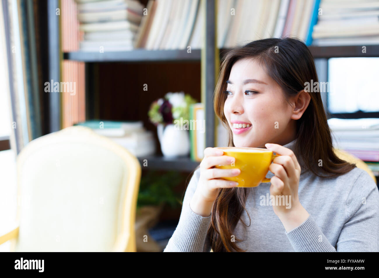 people relaxing in cafe Stock Photo - Alamy