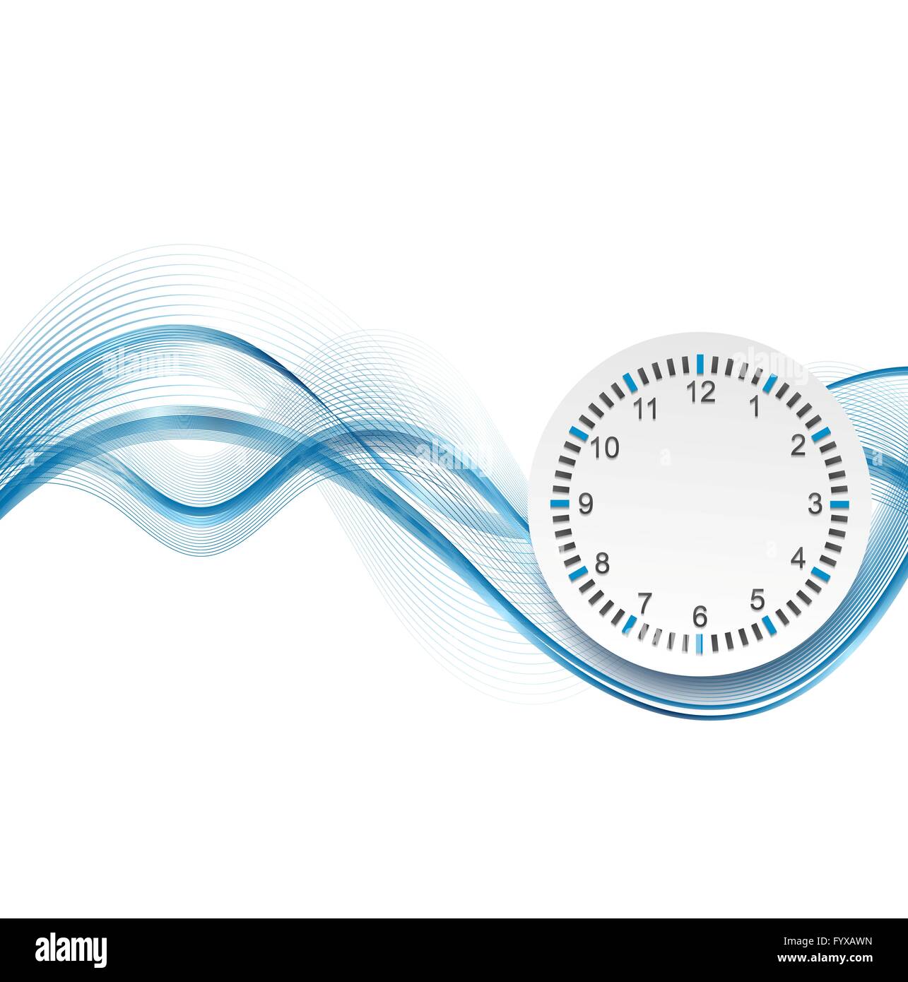 Abstract blue waves and clock Stock Photo - Alamy