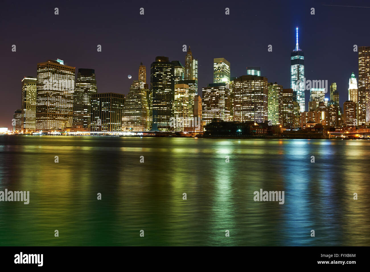 Manhattan skyline at night Stock Photo - Alamy