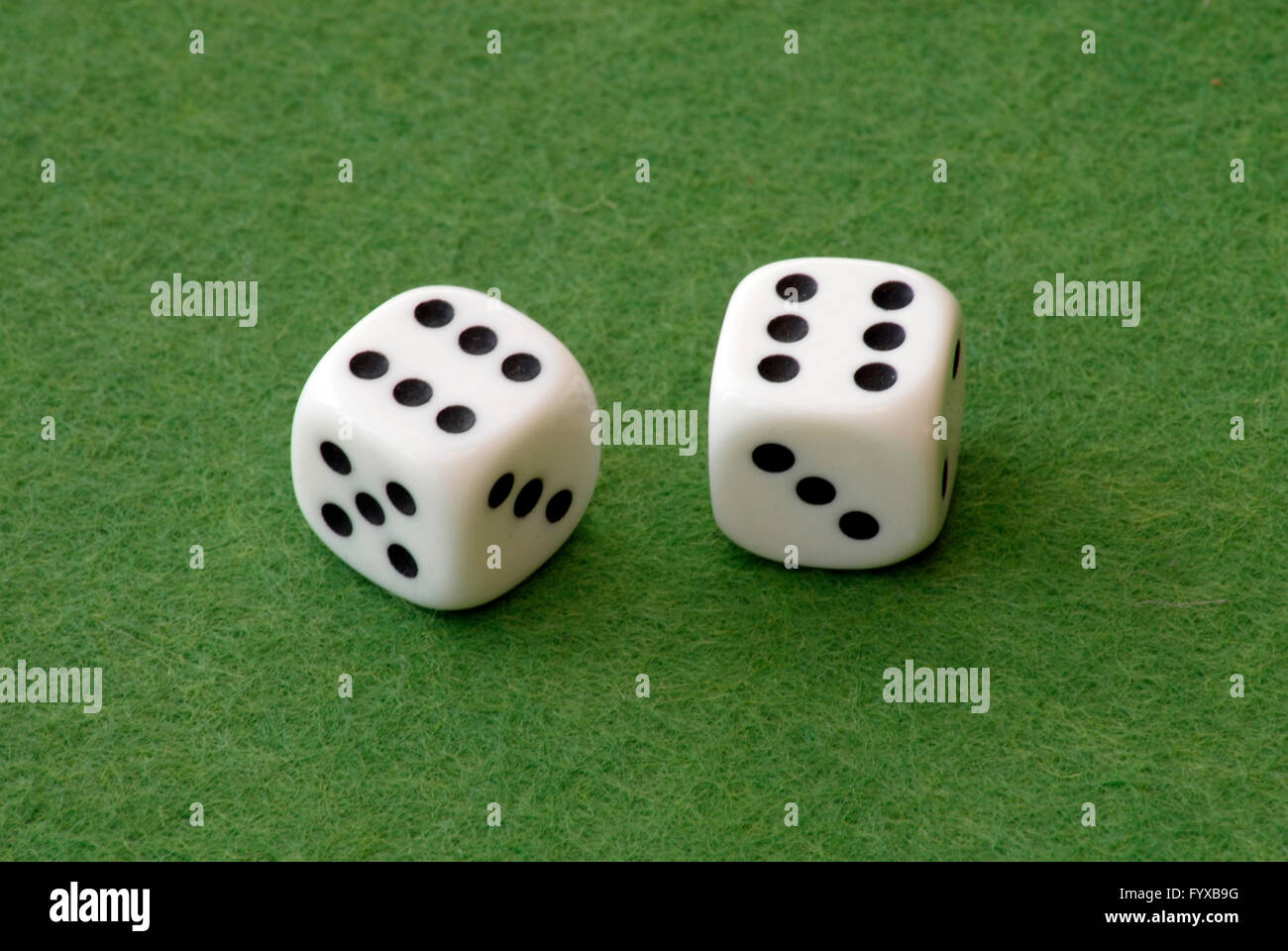 Pair of dice showing double six Stock Photo - Alamy
