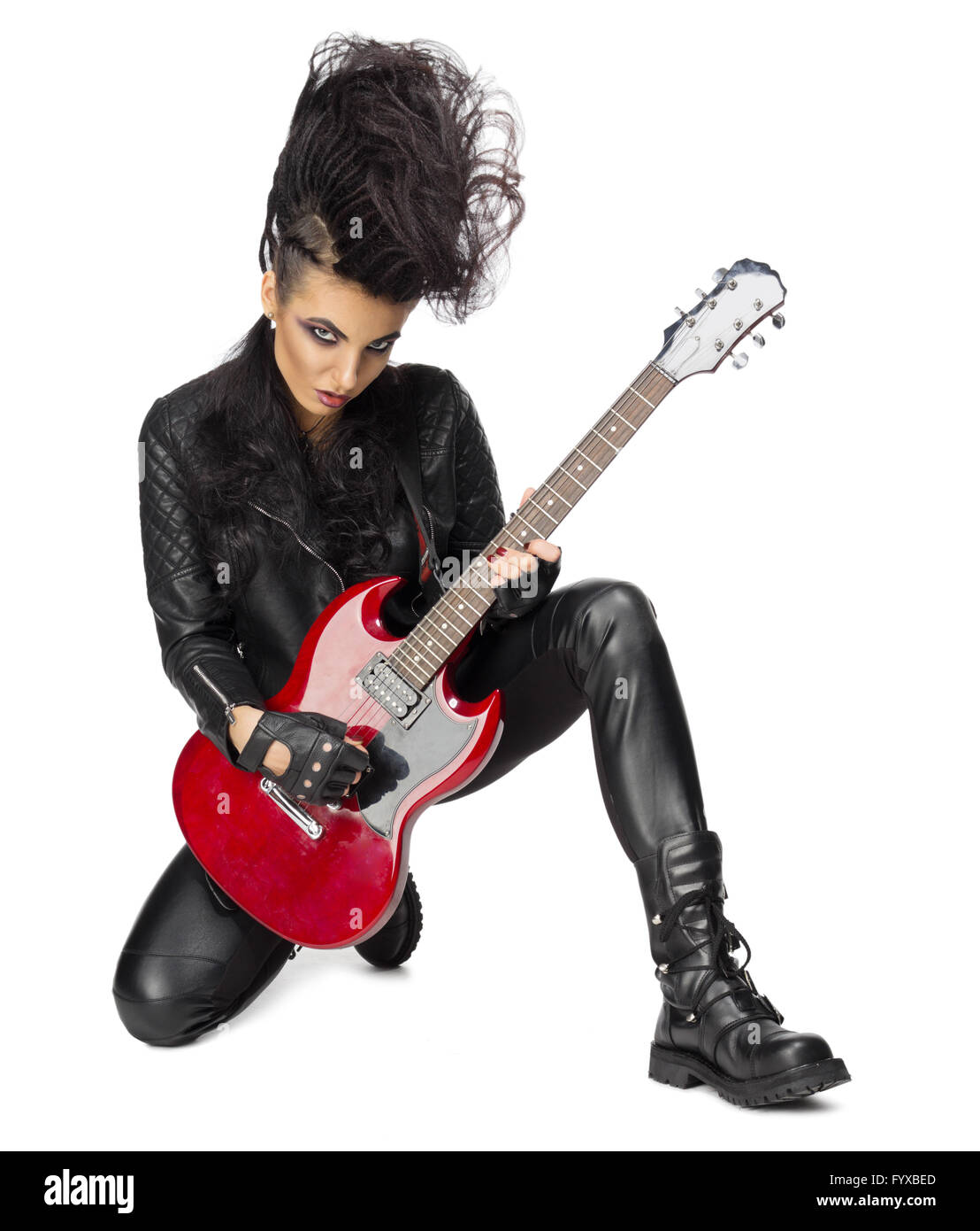 Rock musician in leather clothes isolated Stock Photo - Alamy