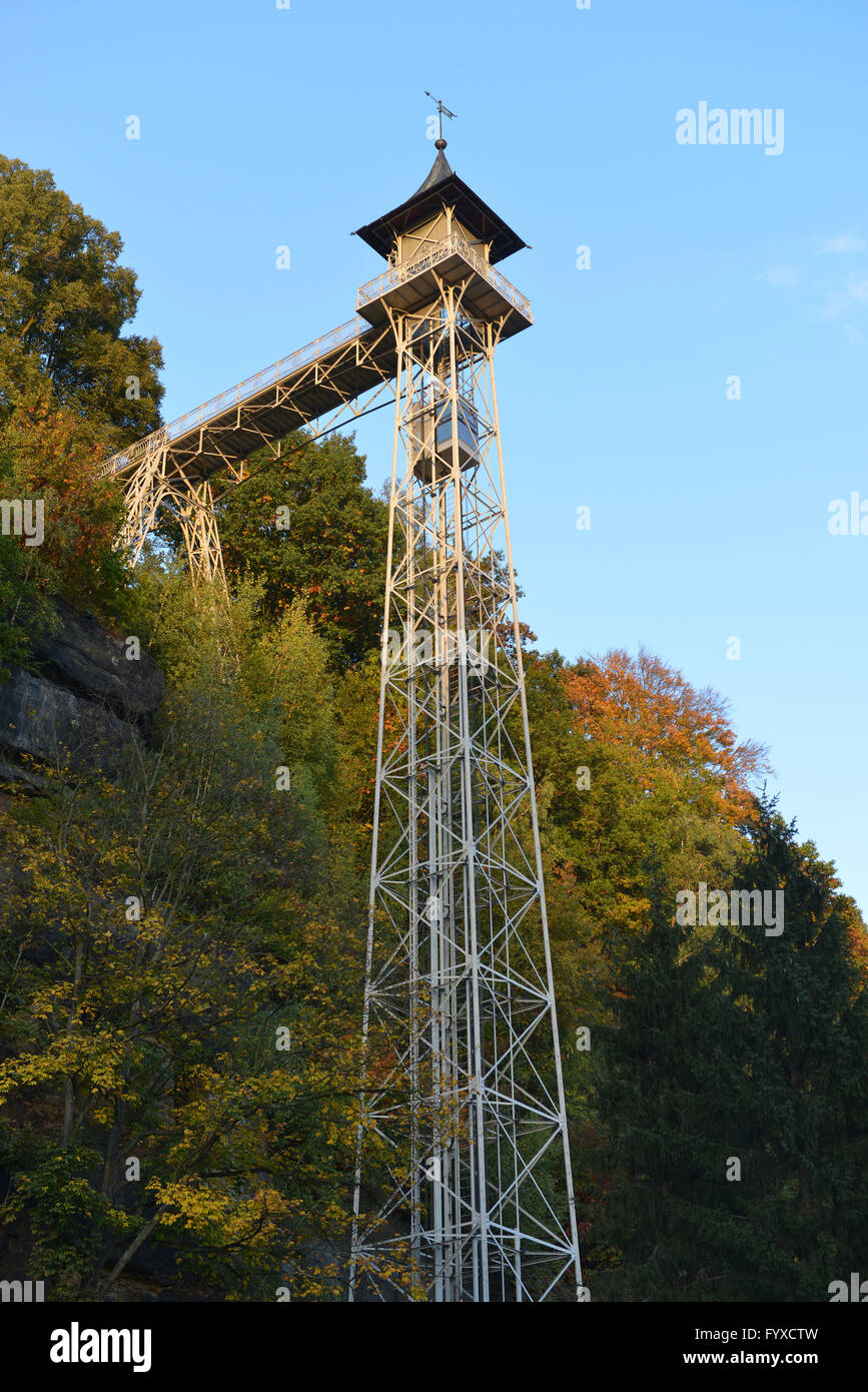 Elevator, steel tower, Bad Schandau, Saxony, Germany / free-standing ...