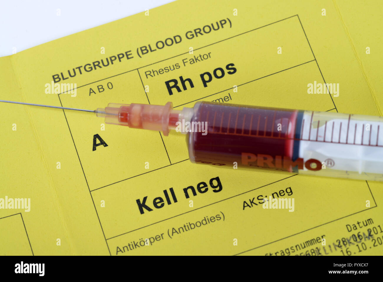 Blood group badge, blood type card, taking blood sample, blood test / A ... Blood group badge, blood type card, taking blood sample, blood test / A ...