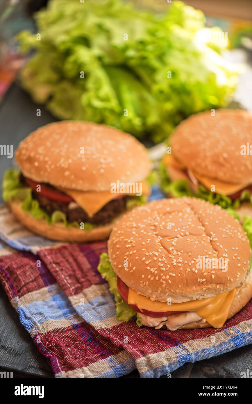 Home made gourmet burgers hi-res stock photography and images - Alamy