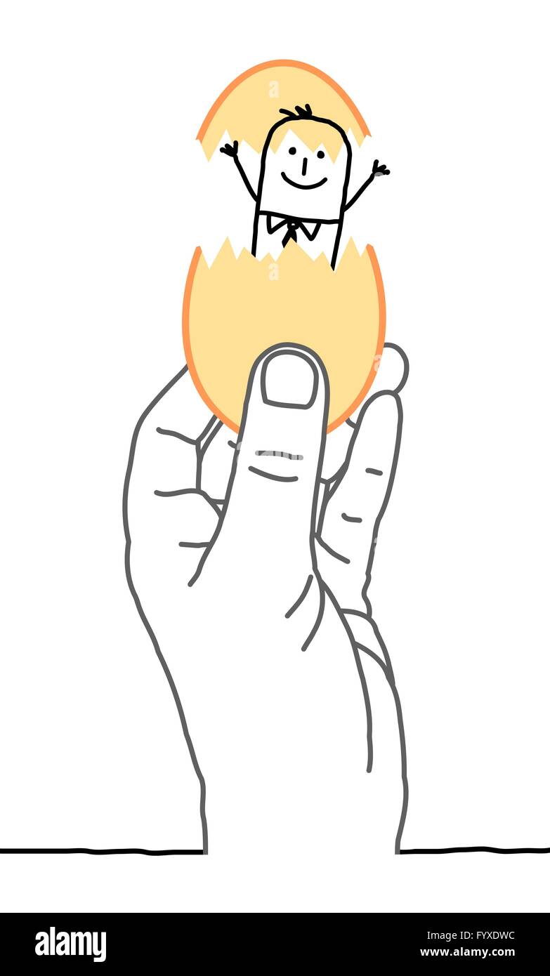 big hand and cartoon businessman - new concept Stock Vector Image & Art ...