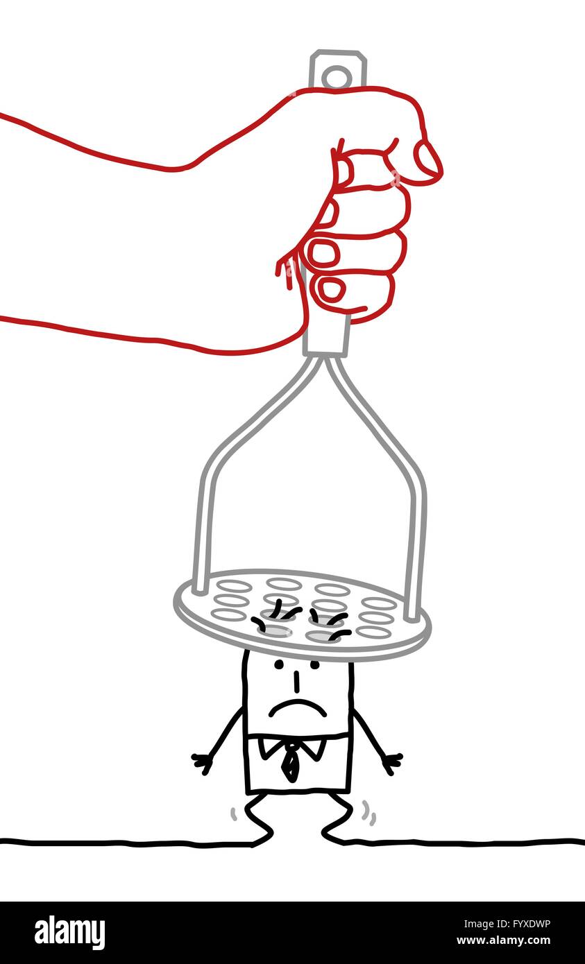 big hand and cartoon businessman - under pressure Stock Vector Image ...