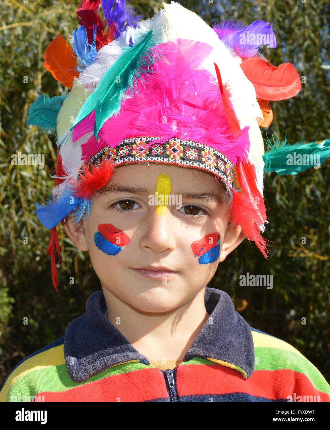 Kid dressed as Injun Stock Photo - Alamy