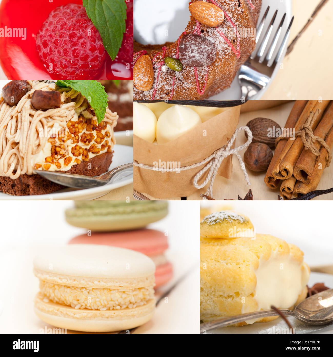 fresh dessert cake collage Stock Photo - Alamy