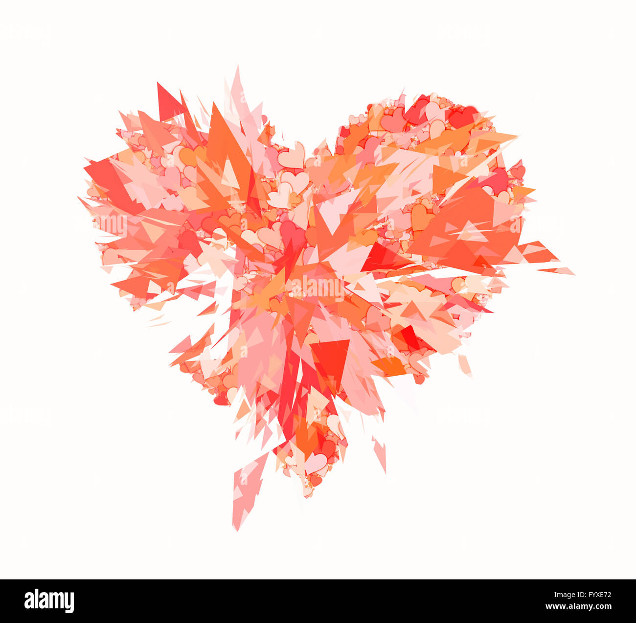 burst of broken heart on white backgrounds Stock Photo - Alamy
