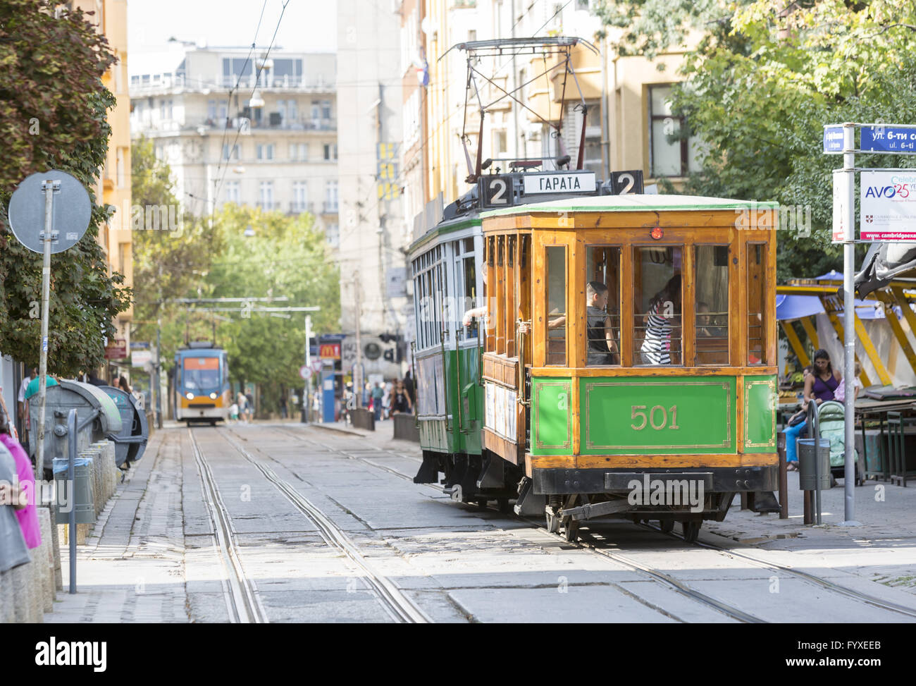 Authentic tram in Europe Stock Photo - Alamy