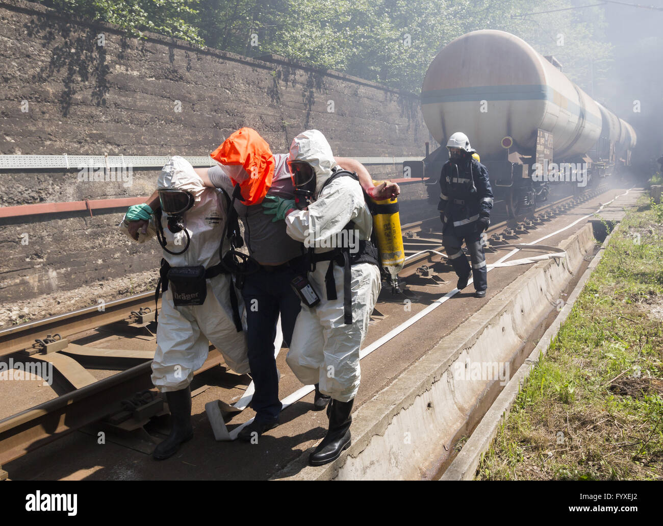 Toxic chemicals emergency rescue people Stock Photo - Alamy