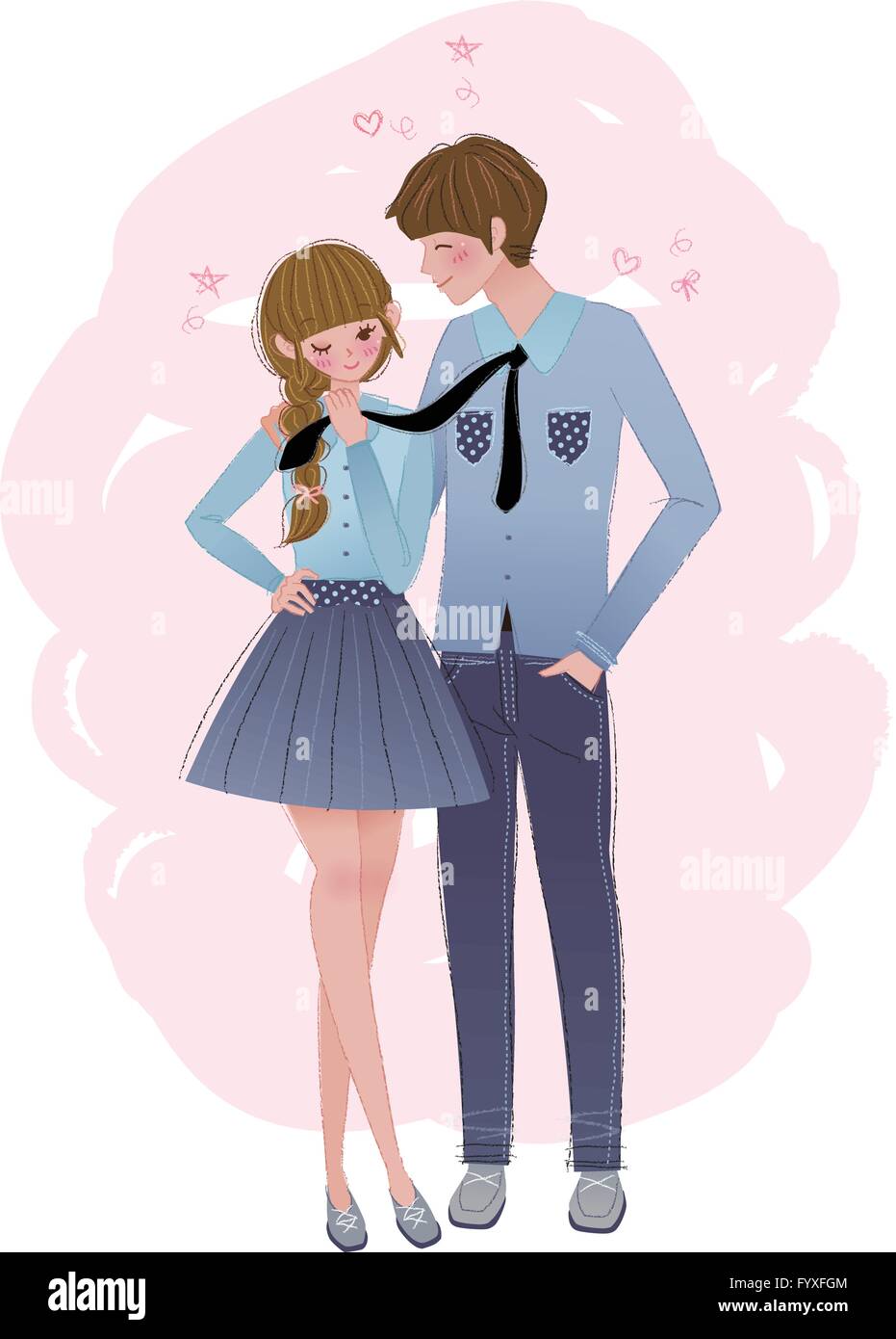 Couple school uniform Stock Vector Images - Alamy
