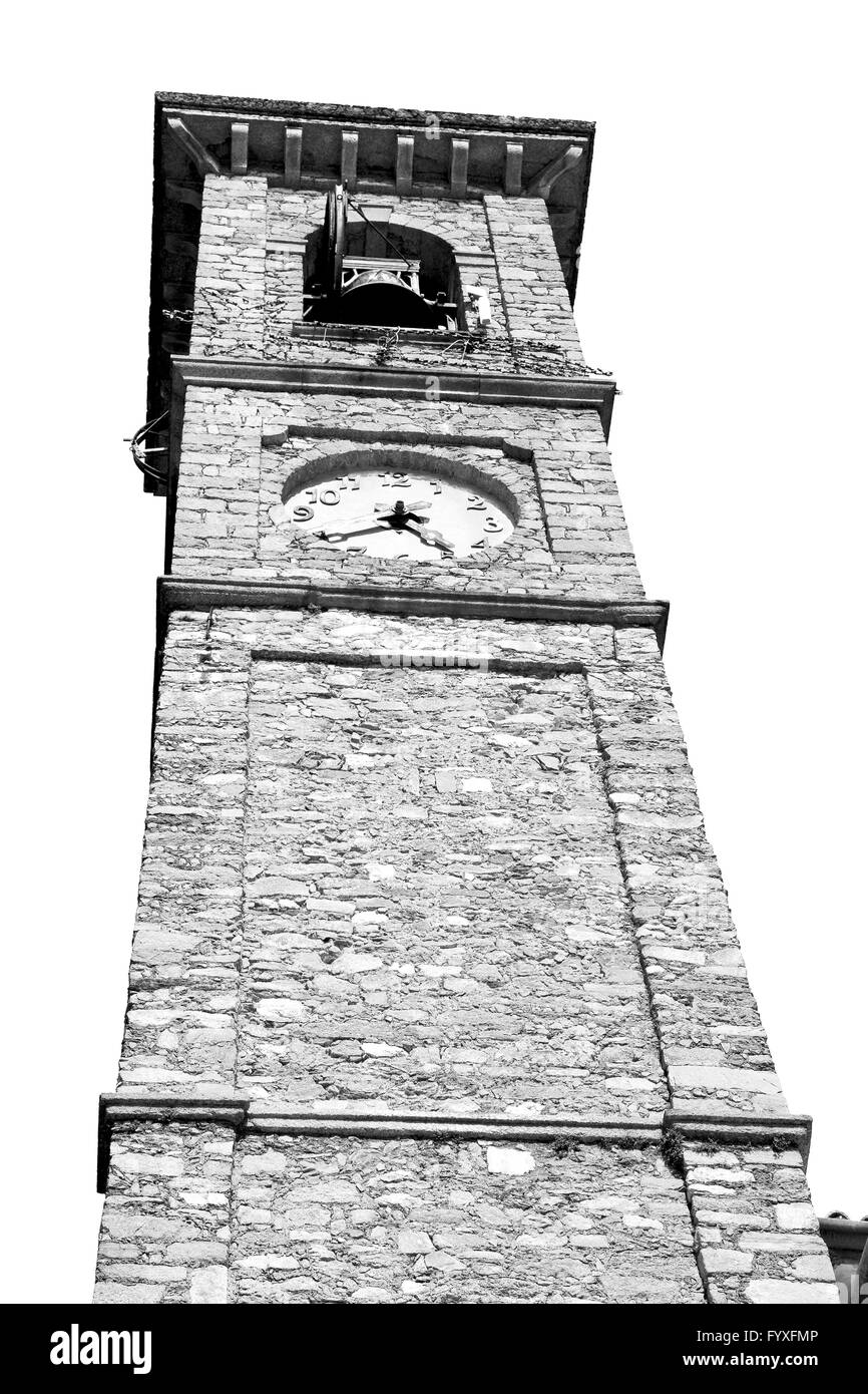 monument clock tower in italy europe old stone and bell Stock Photo - Alamy