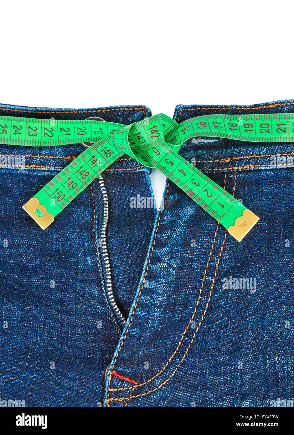 Jeans and measuring tape - slimming concept Stock Photo - Alamy