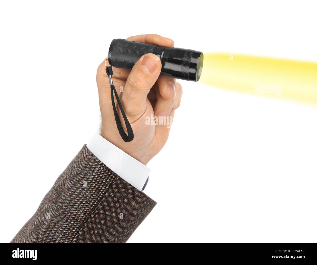 Flashlight in hand Stock Photo - Alamy