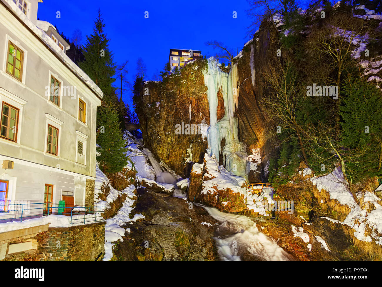 Waterfall in Mountains ski resort Bad Gastein Austria Stock Photo - Alamy