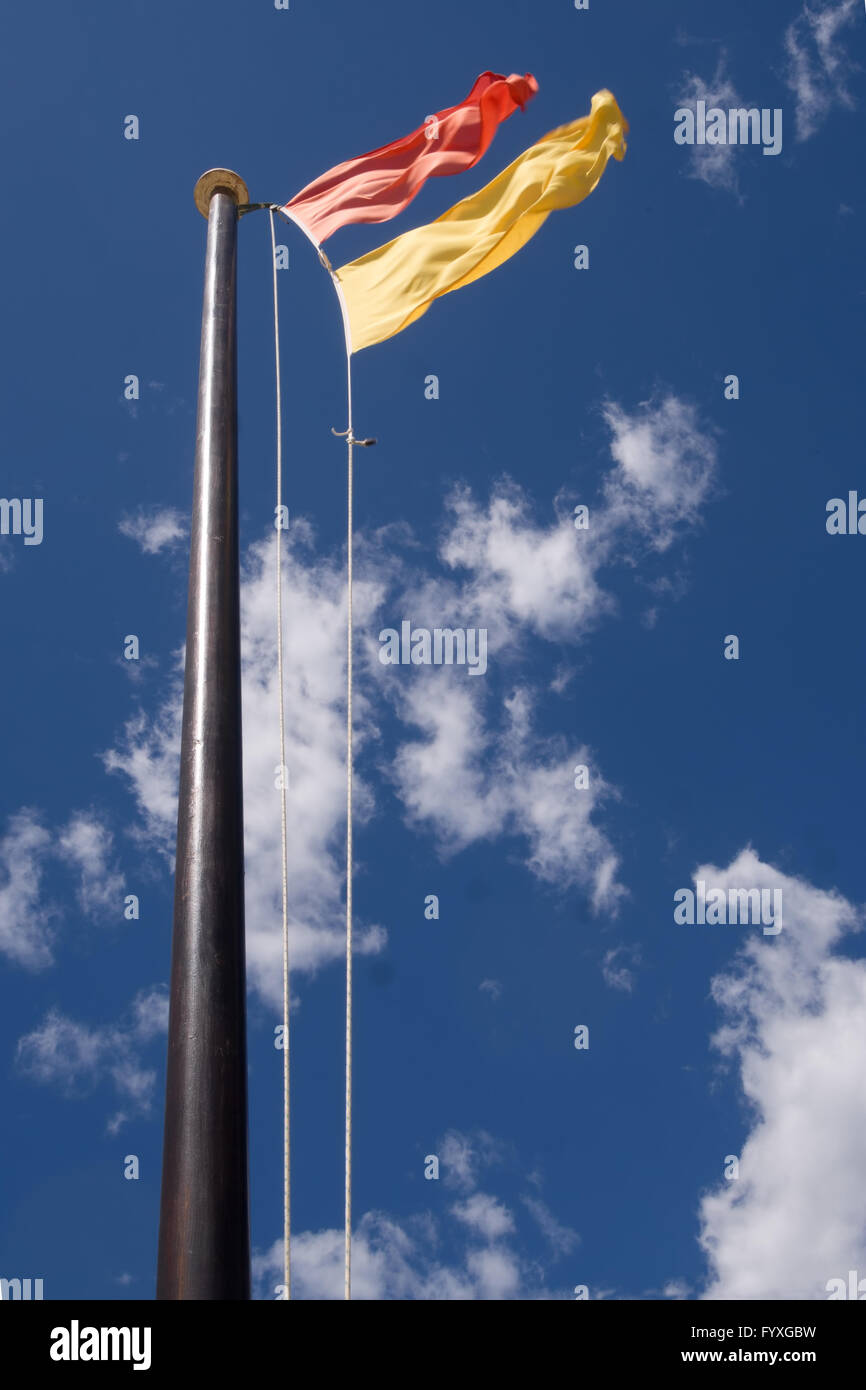 Colorful flags beach in windy hi-res stock photography and images - Alamy
