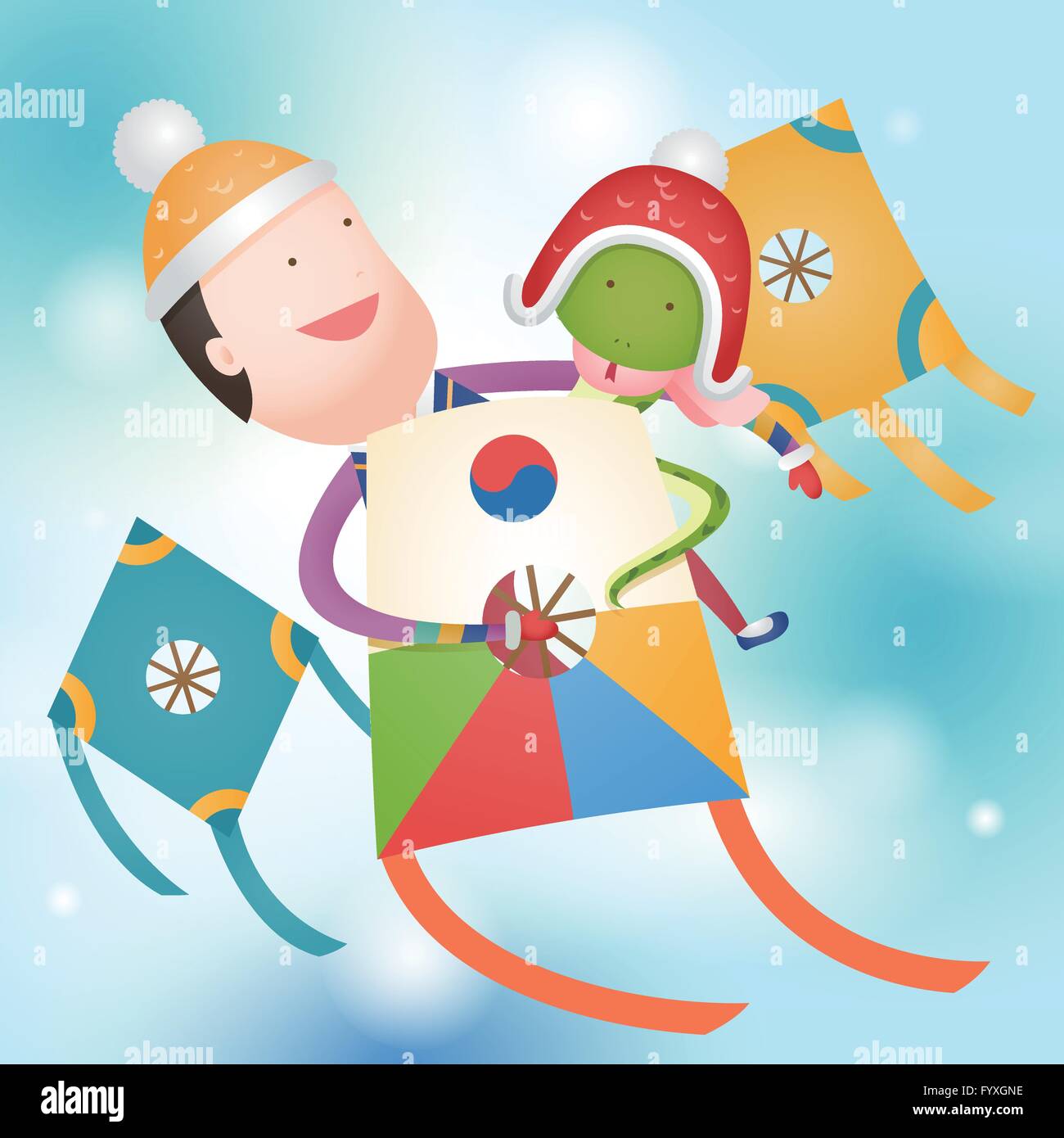 Korean new year and kite Stock Vector Images - Alamy
