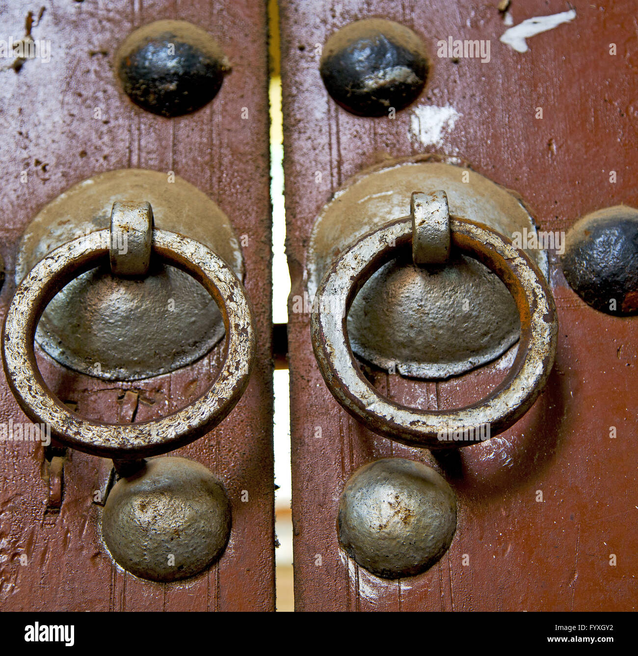brown morocco in africa the old wood facade home and rusty safe padlock ...