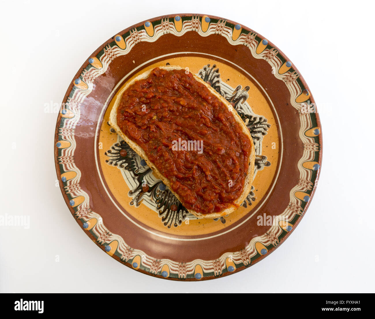Slice of bread with chutney Stock Photo - Alamy