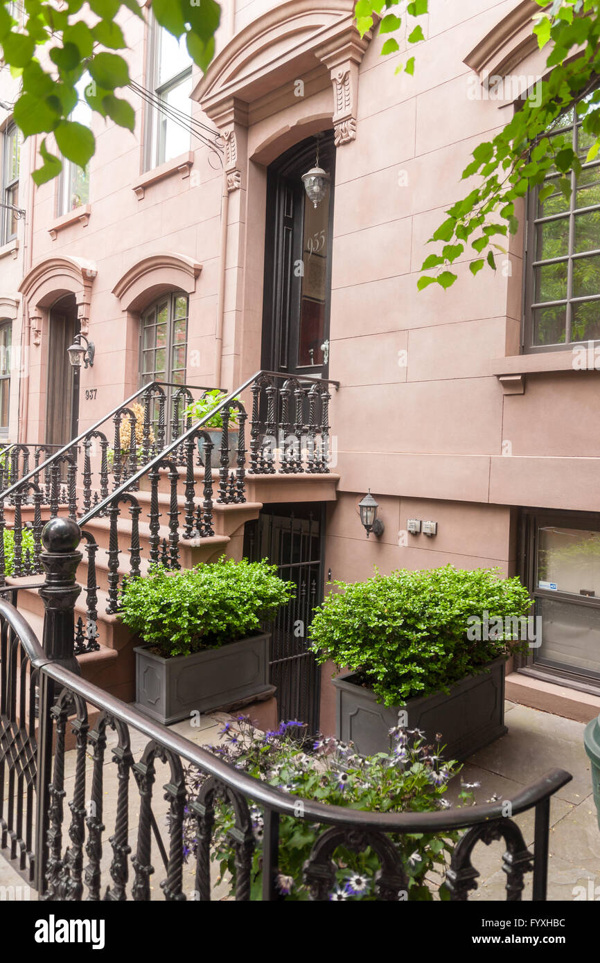 American Early 20th Century Brownstone terrace in Hoboken New Jersey ...
