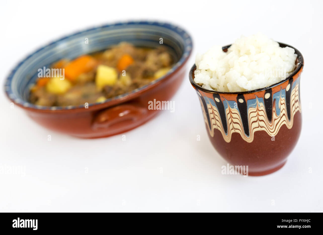 Beef stew with rice Stock Photo - Alamy