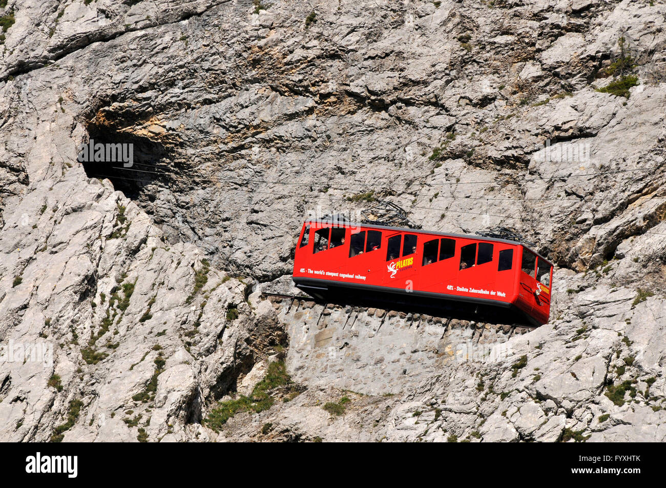 Rack-and-pinion railway, rack railway, Mount Pilatus, Canton of ...
