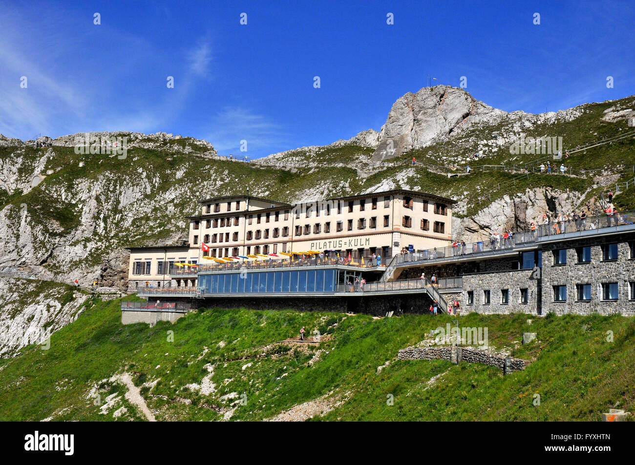 Mountain hotel Pilatus Kulm, Mount Pilatus, Canton of Obwalden ...