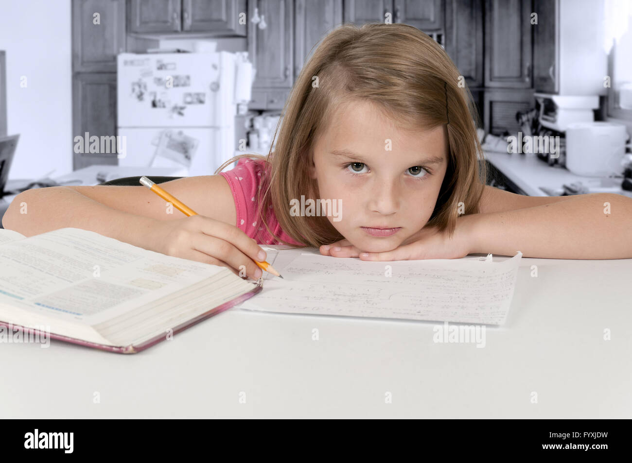 Girl Doing Homework Stock Photo - Alamy