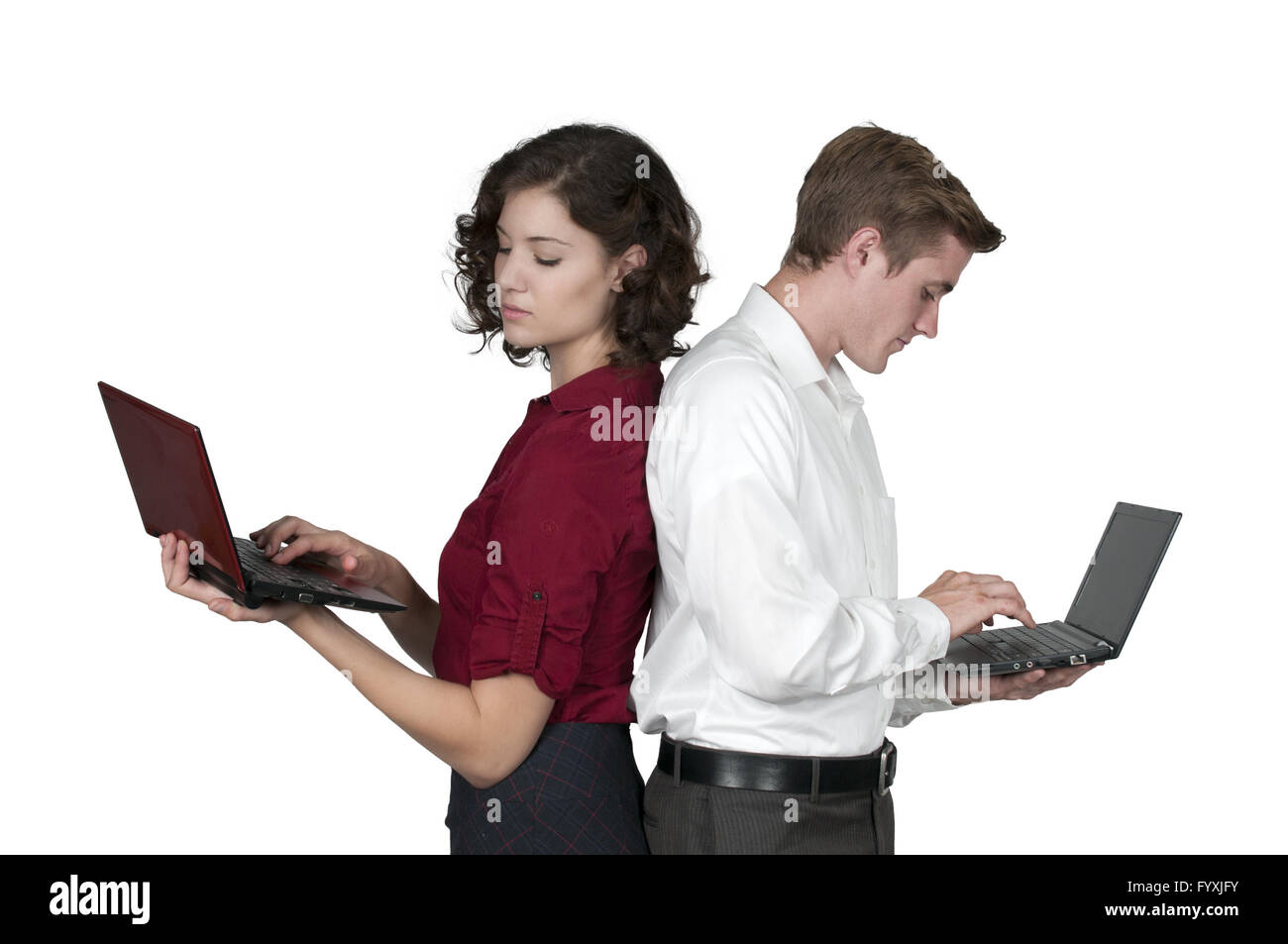 Couple with computer Stock Photo - Alamy