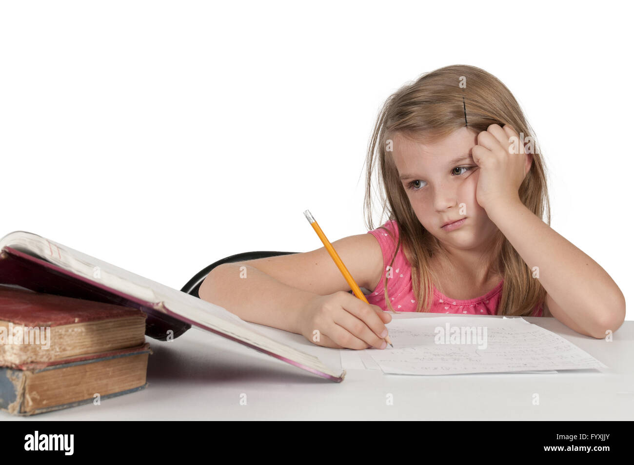 Girl Doing Homework Stock Photo - Alamy