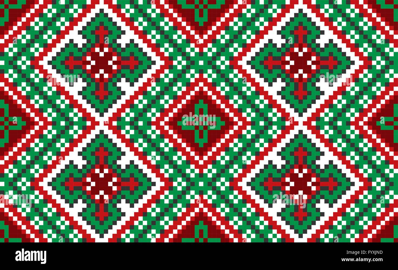 Vector illustration of embroidered pattern. Seamless traditional ...