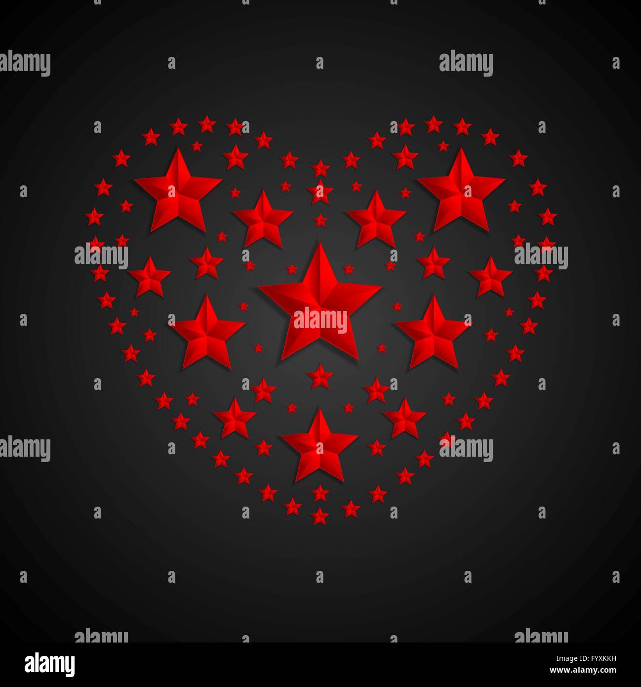 Heart symbol made of red stars on black background Stock Photo - Alamy