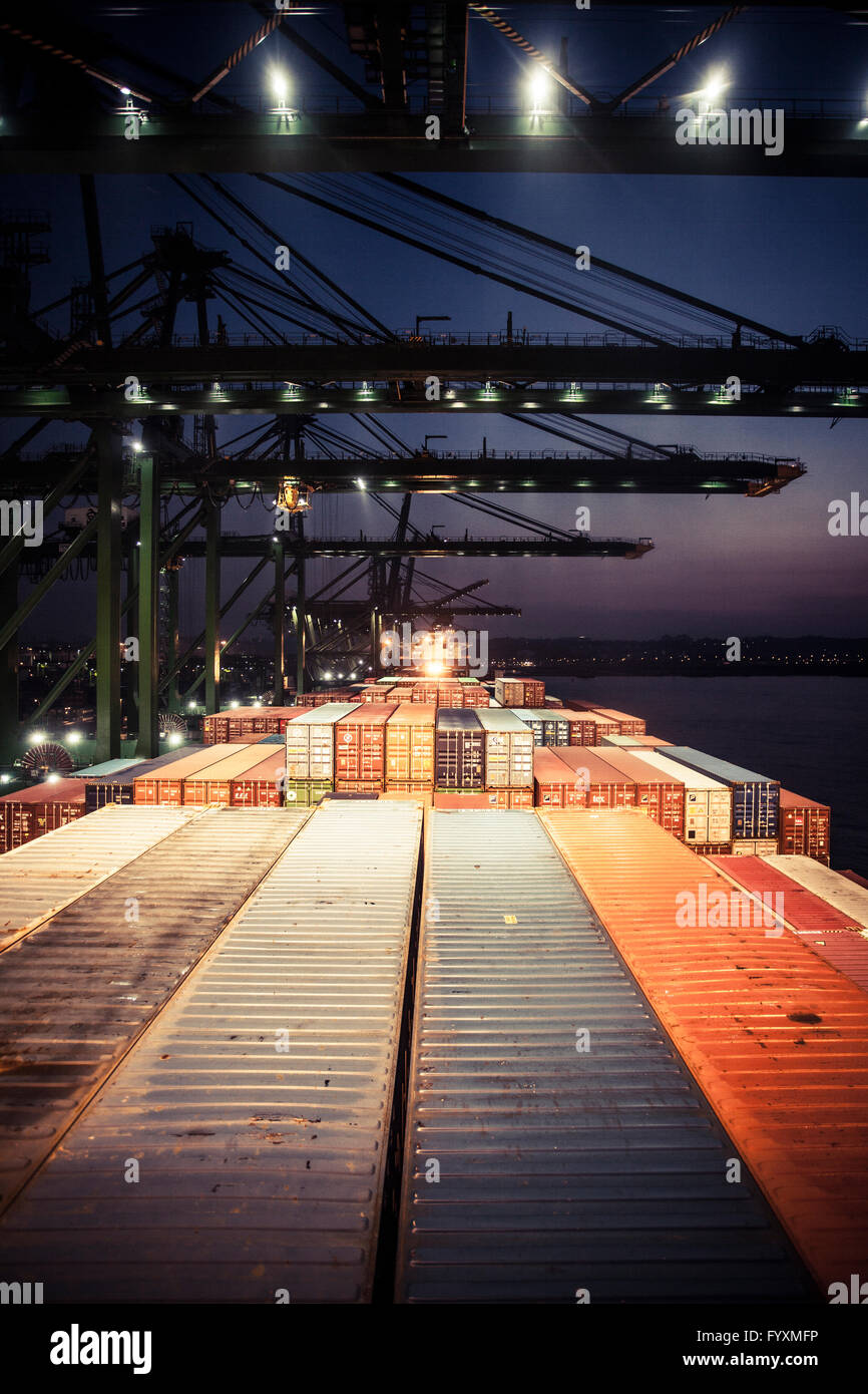Container ship at the terminal hi-res stock photography and images - Alamy