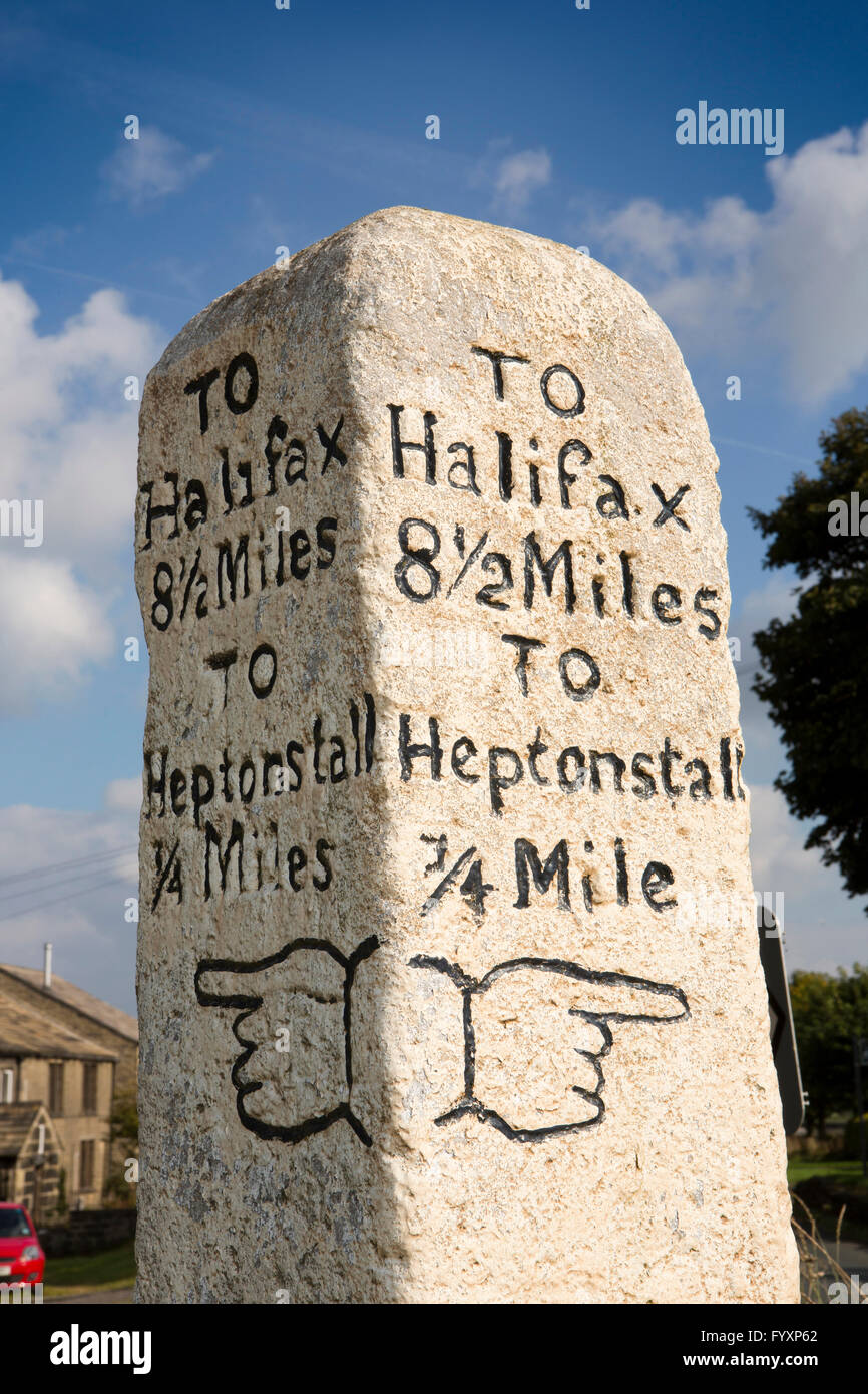 UK, England, Yorkshire, Calderdale, Slack, old white painted finger ...