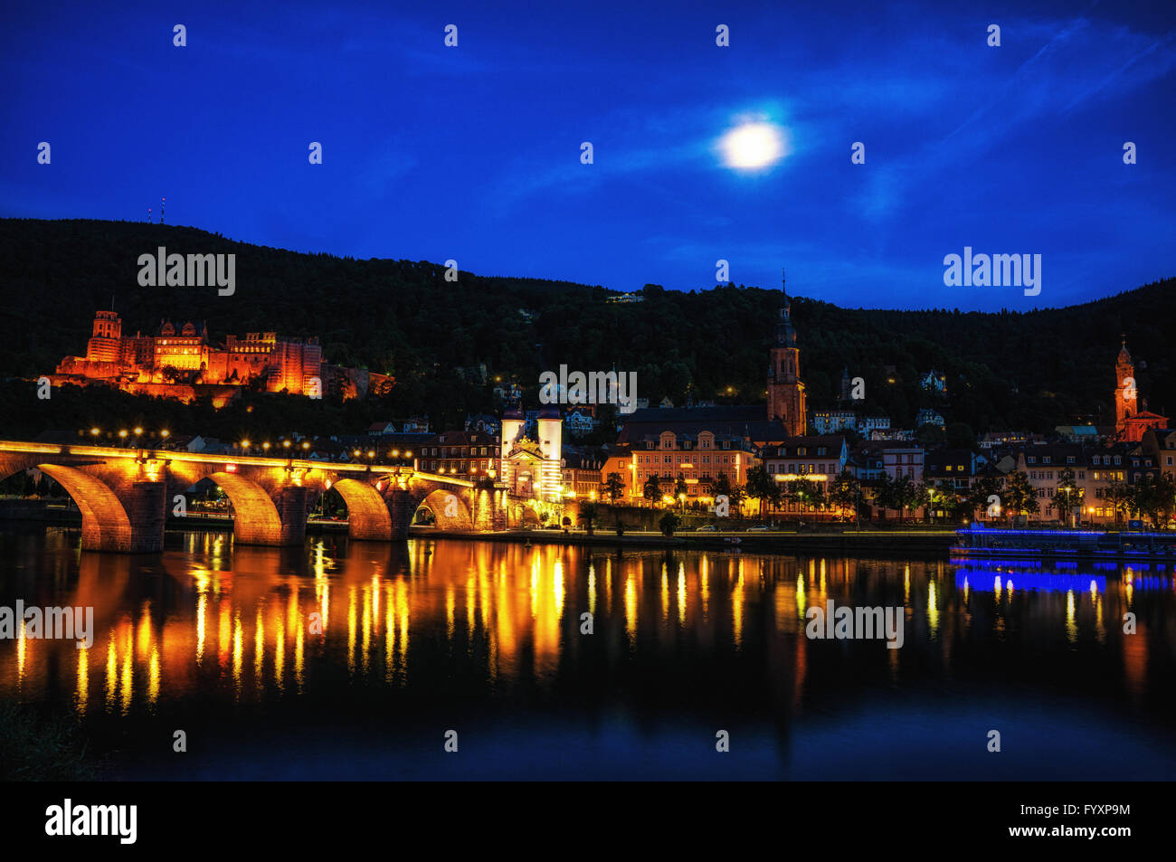 Heidelberg city night view Stock Photo - Alamy