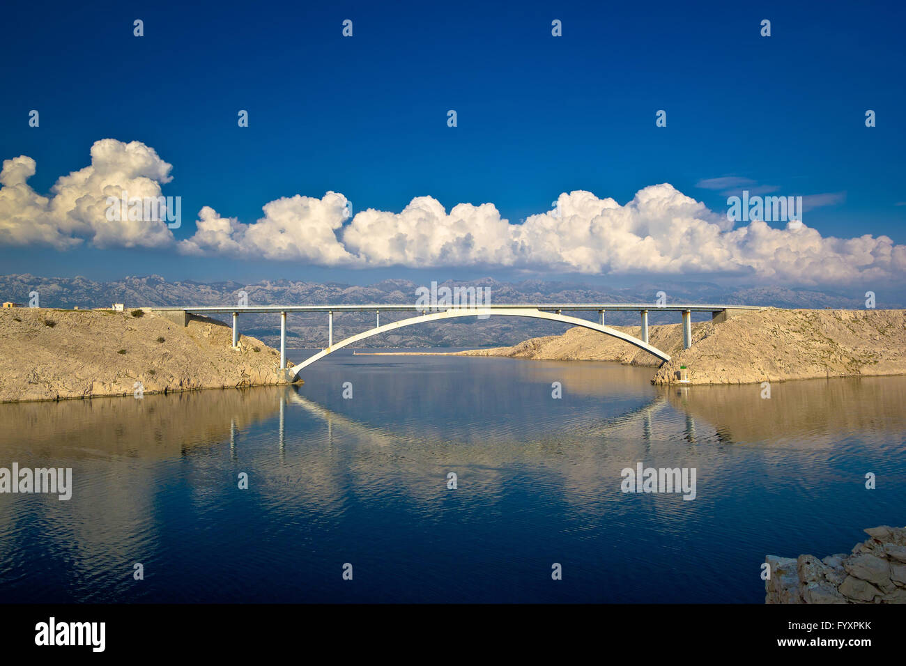 Island of Pag bridge and Velebit mountain Stock Photo - Alamy