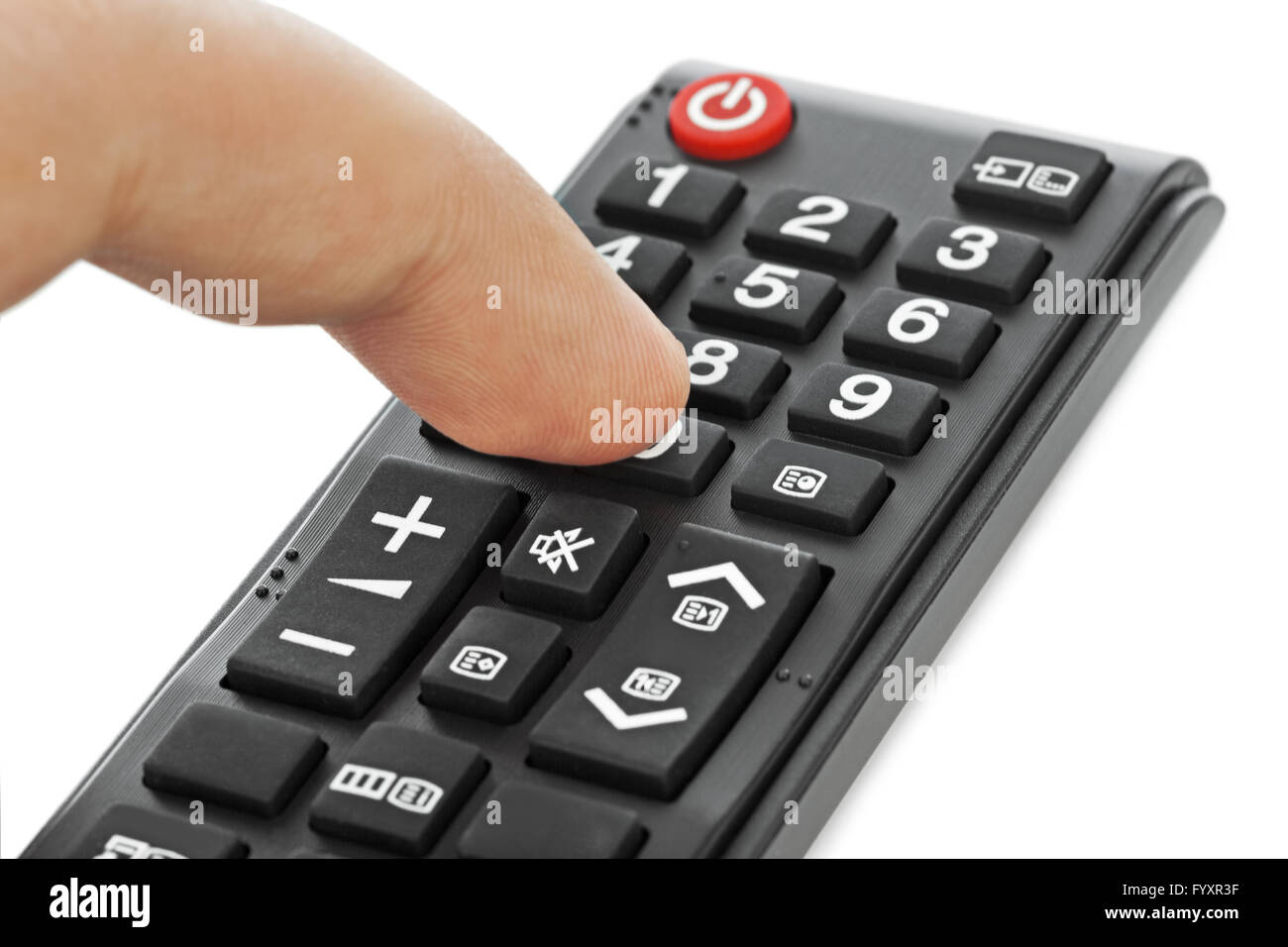 Hand and remote control Stock Photo - Alamy