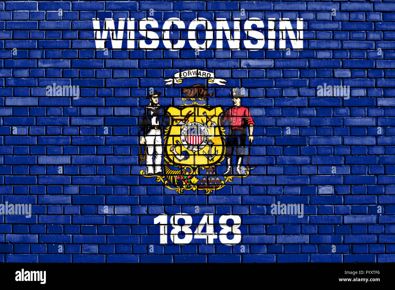 flag of Wisconsin painted on brick wall Stock Photo - Alamy