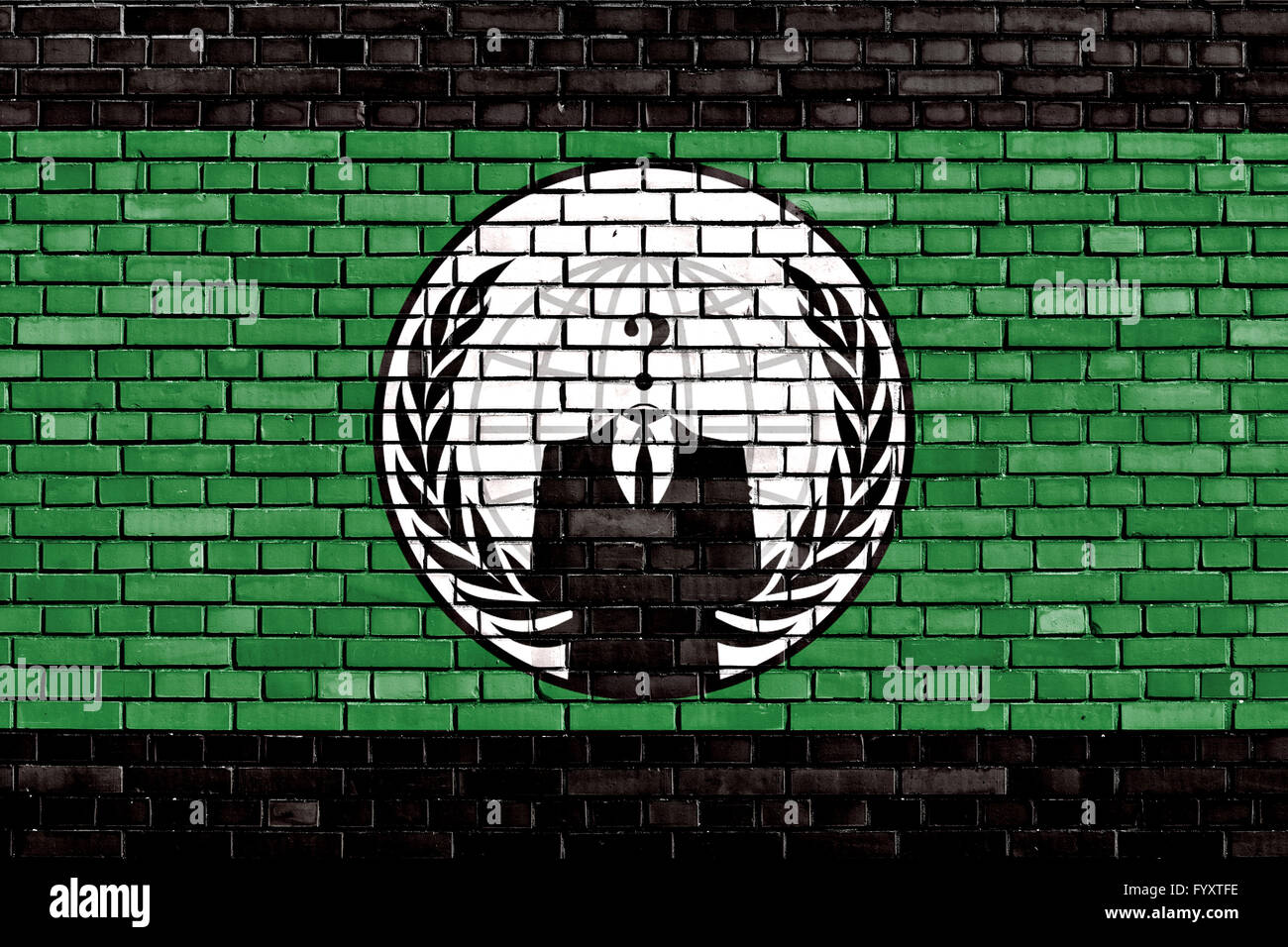 flag of Anonymous painted on brick wall Stock Photo - Alamy