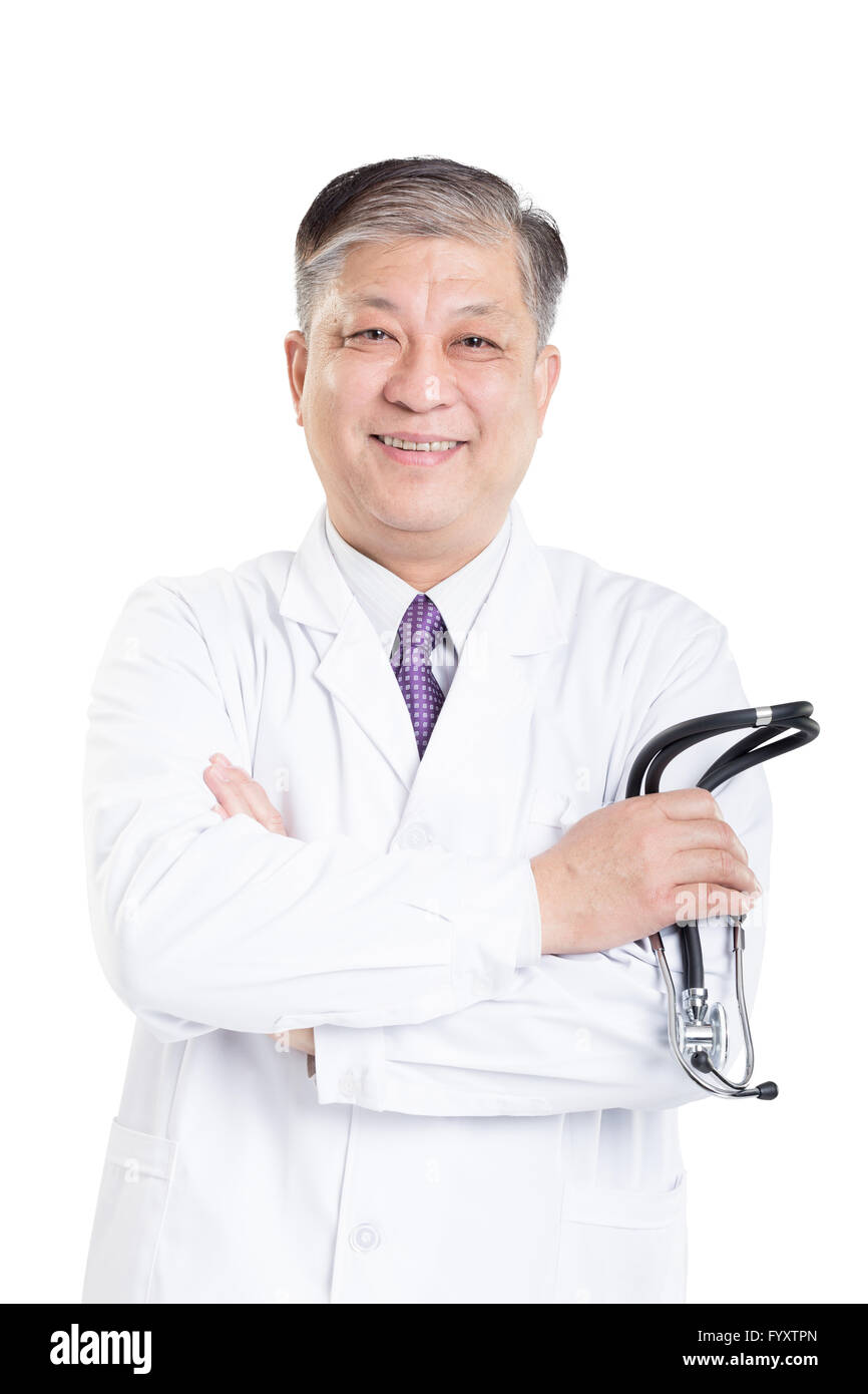old asian man doctor in white suit with stethoscope Stock Photo - Alamy