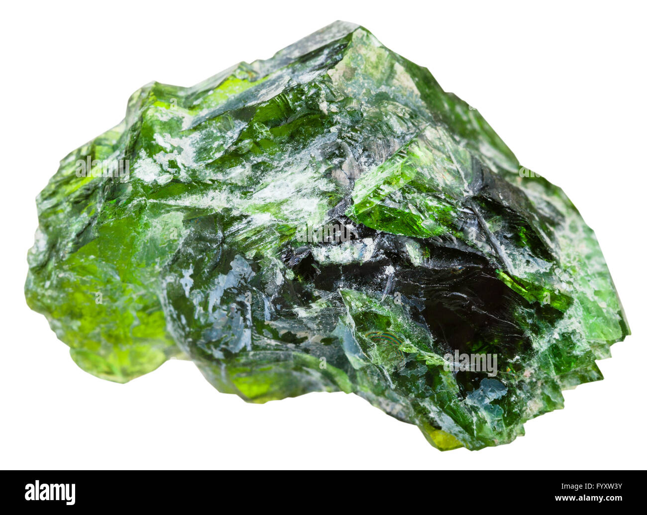 macro shooting of natural mineral stone - raw chrome diopside (green ...