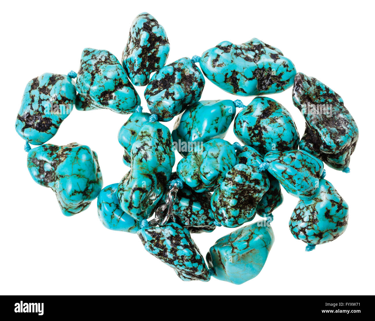 string of beads from natural mineral gemstones - blue Howlite ...