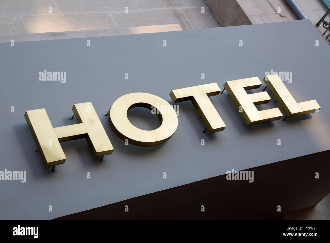 Hotel sign on diagonal slant hi-res stock photography and images - Alamy