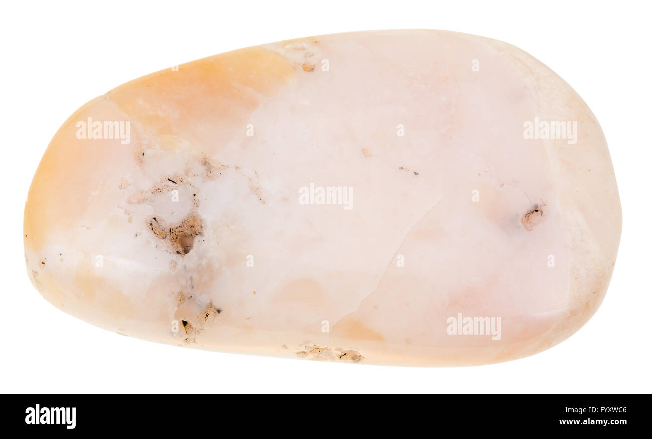 macro shooting of natural mineral stone - polished pink opal gemstone ...