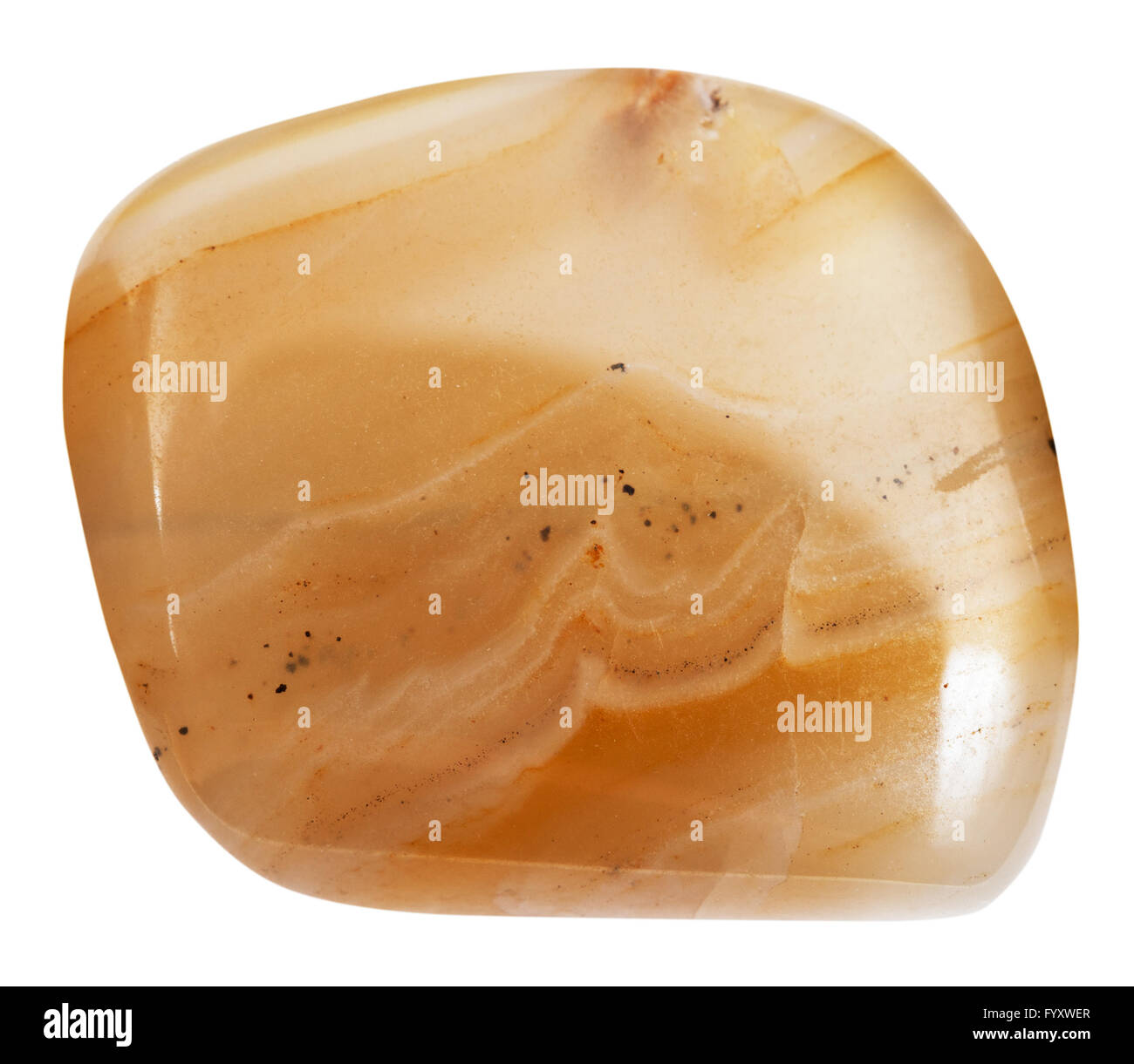 macro shooting of natural mineral stone - polished banded yellow agate ...